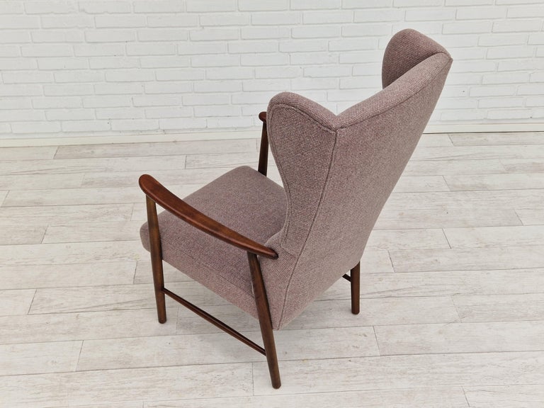 1960s, Swedish Design, Refurbished High-Back Armchair, Furniture Wool ...