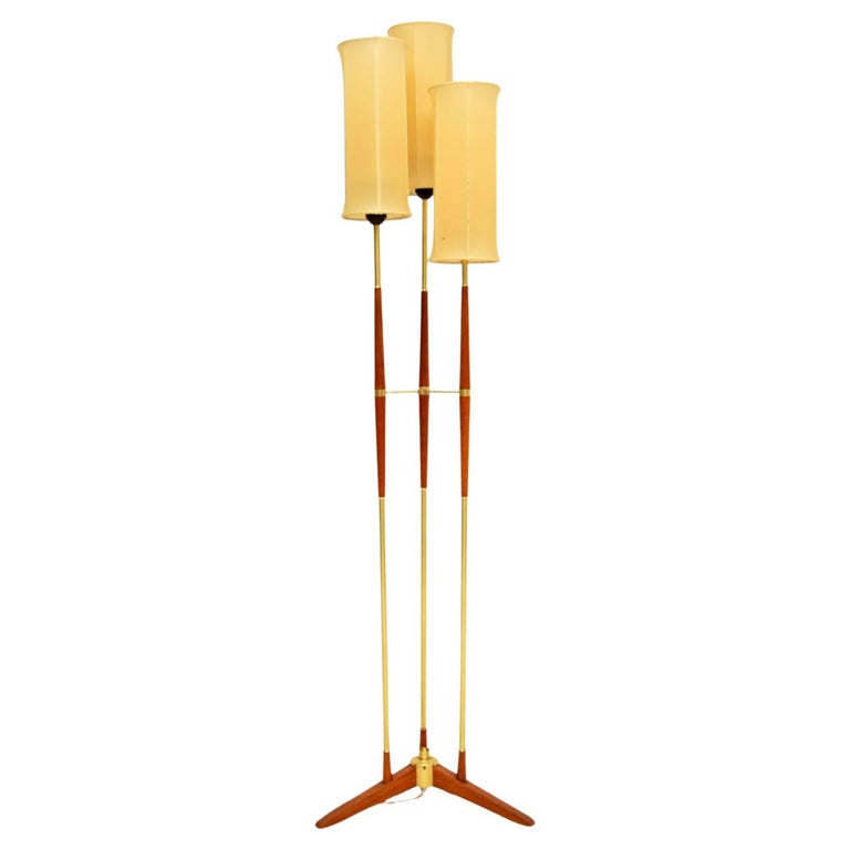 1960s Swedish Teak and Brass Floor Lamp For Sale at 1stDibs
