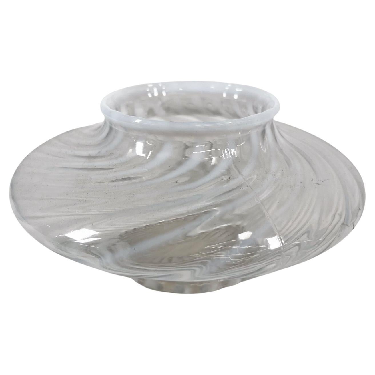 Petite White Clear Swirl Art Glass Murano Flower Design Bowl, Modern ...