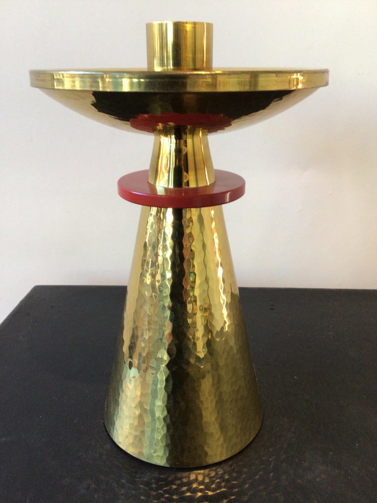1960s Swiss Hand Hammered Brass Candlestick’s For Sale at 1stDibs