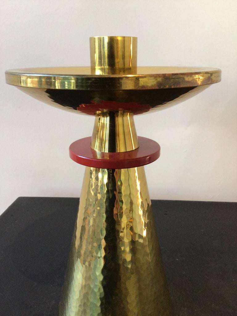 1960s Swiss Hand Hammered Brass Candlestick’s For Sale at 1stDibs