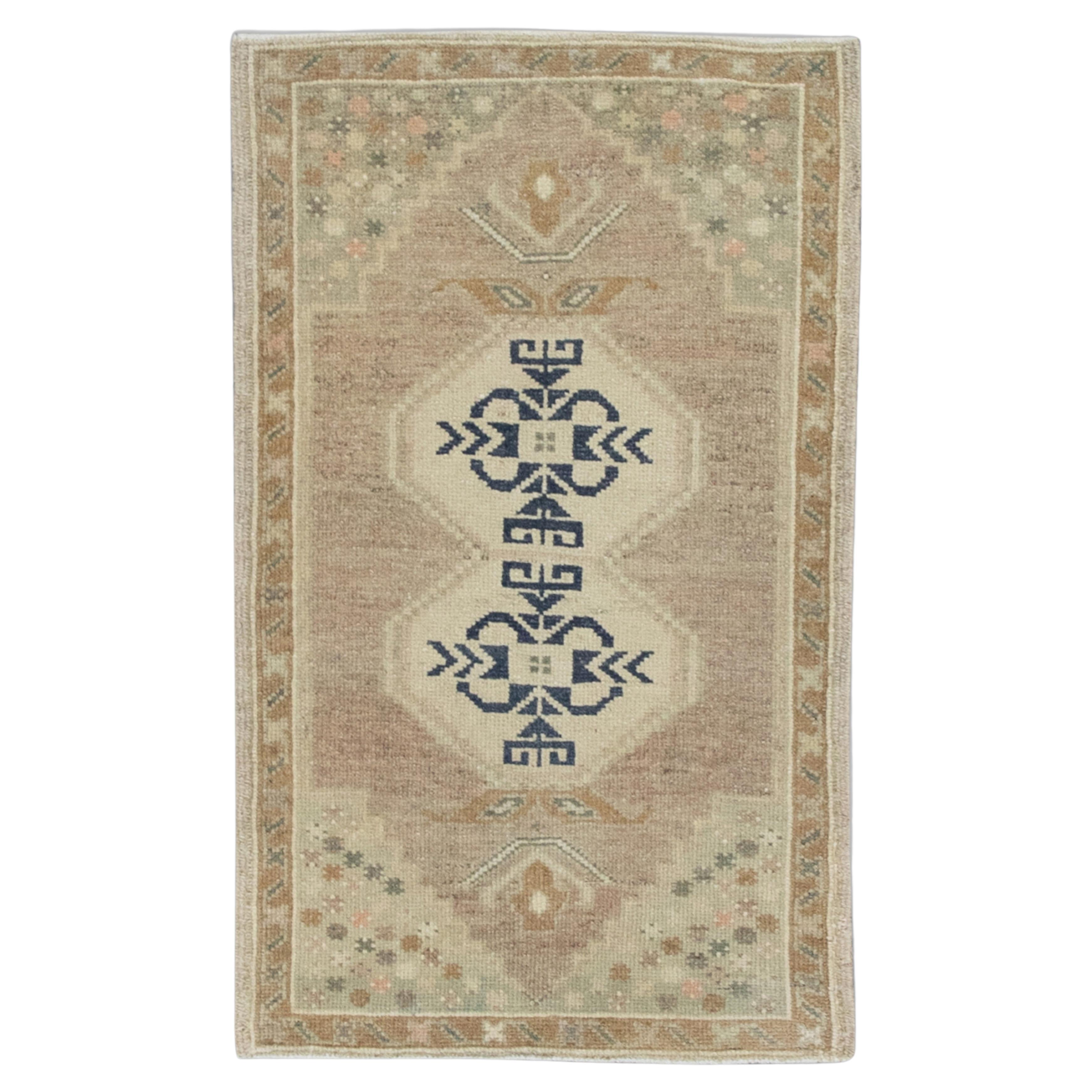 1960s Tan and Peach Vintage Turkish Mini Rug 1'8" X 2'11" For Sale at ...