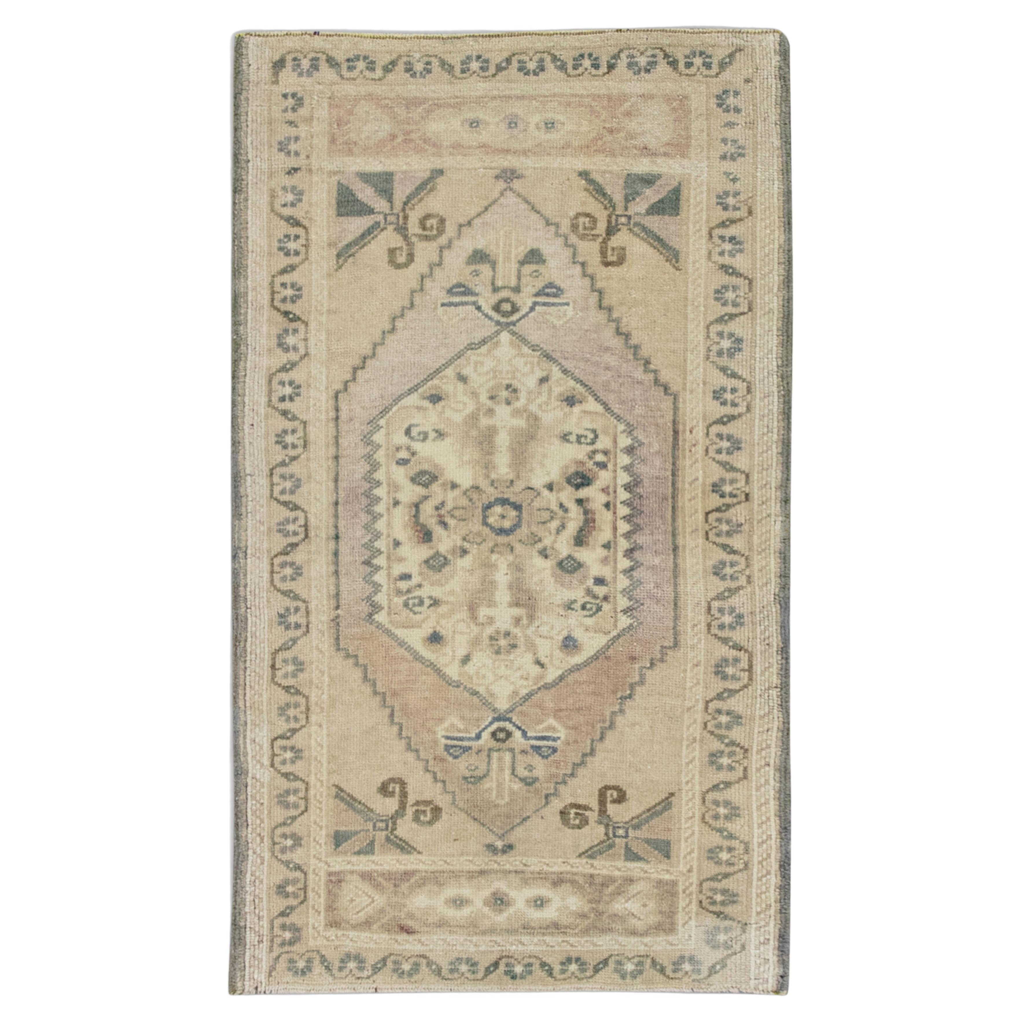 1960s Tan and Red Vintage Turkish Mini Rug 1'11" X 2'10" For Sale at ...