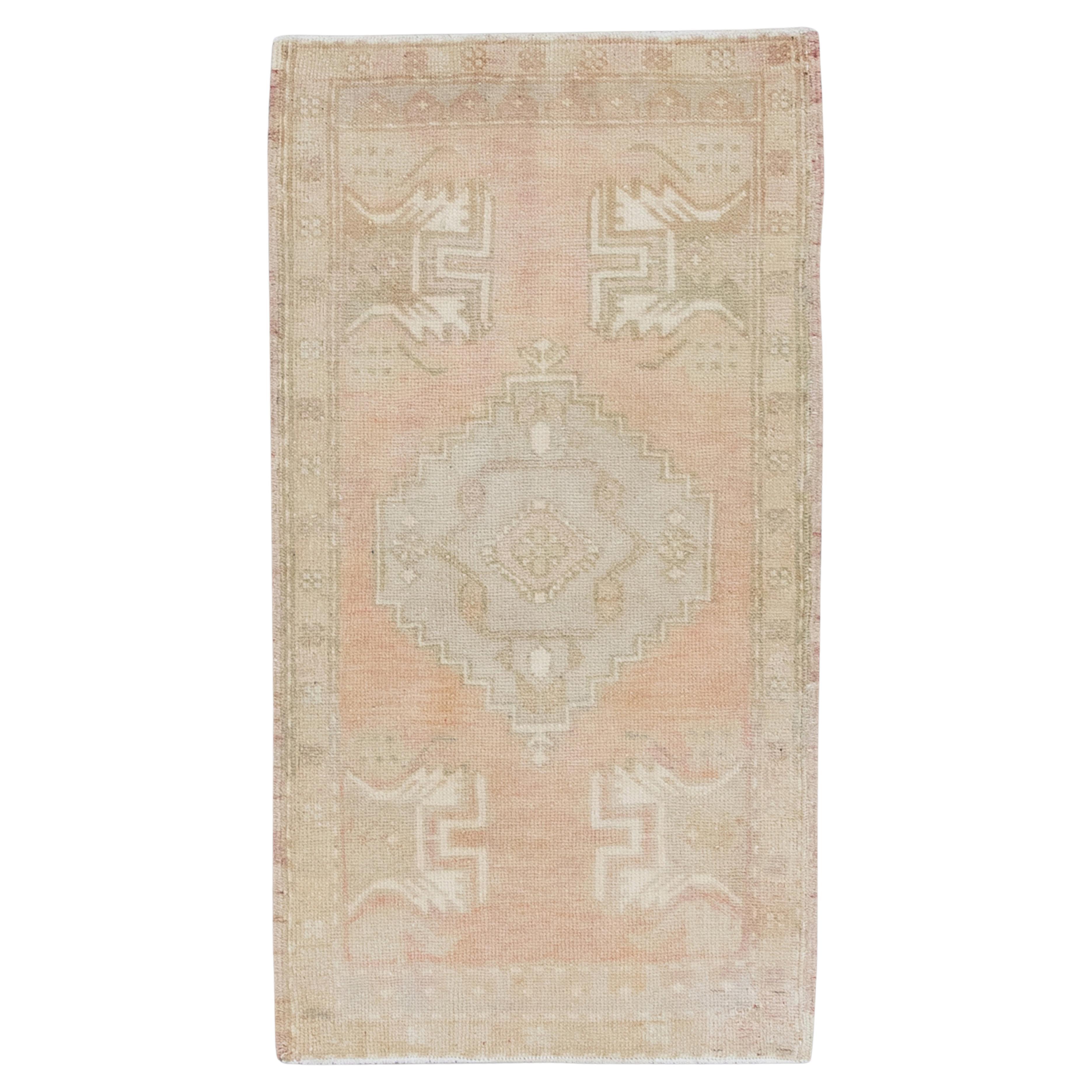 1960s Tan and Peach Vintage Turkish Mini Rug 1'7" X 3'1" For Sale at ...