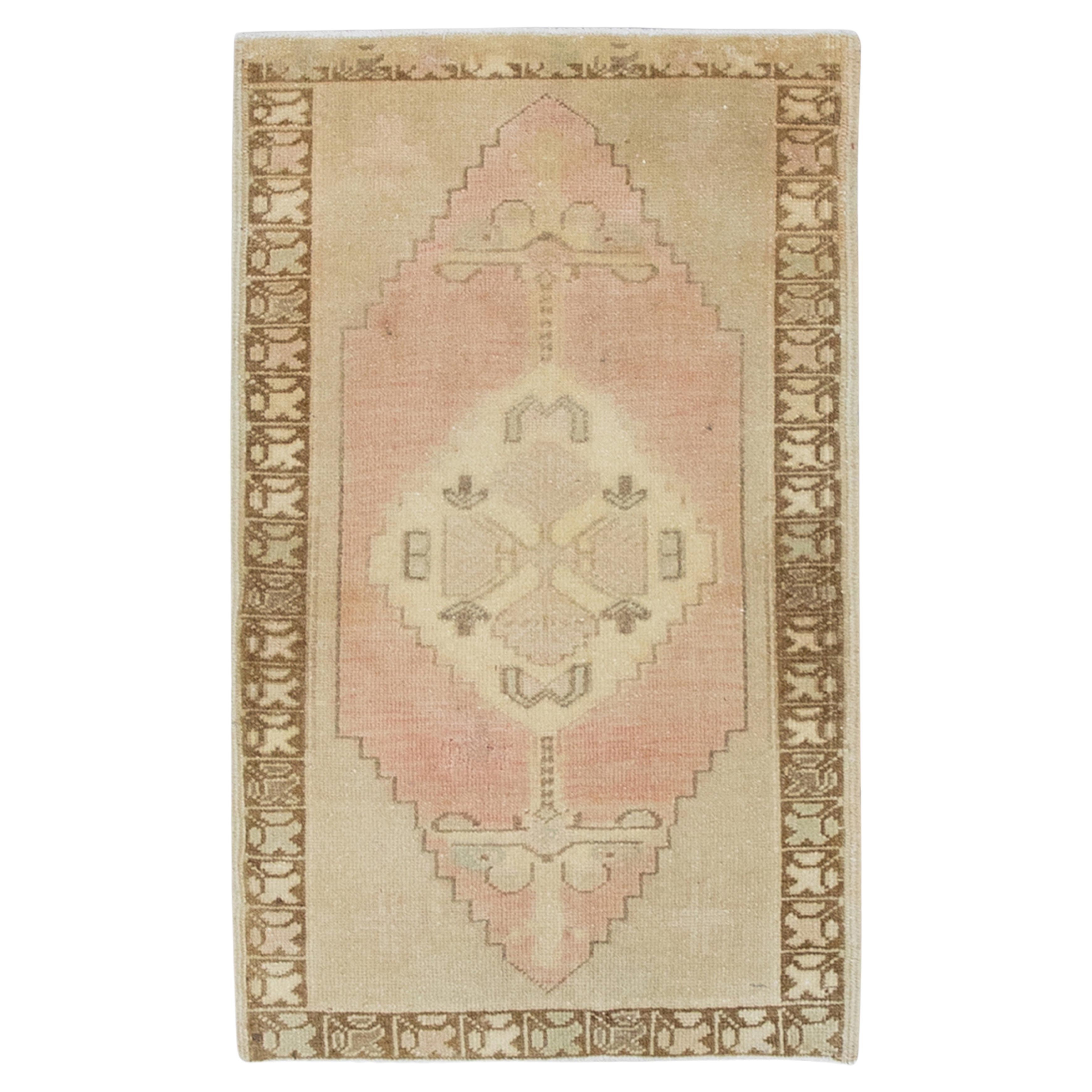 1960s Tan and Peach Vintage Turkish Mini Rug 1'8" X 2'11" For Sale at ...