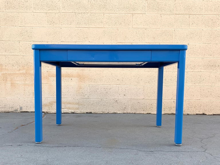 1960s Tanker Table by Steelcase, Refinished in Bright Blue at 1stDibs