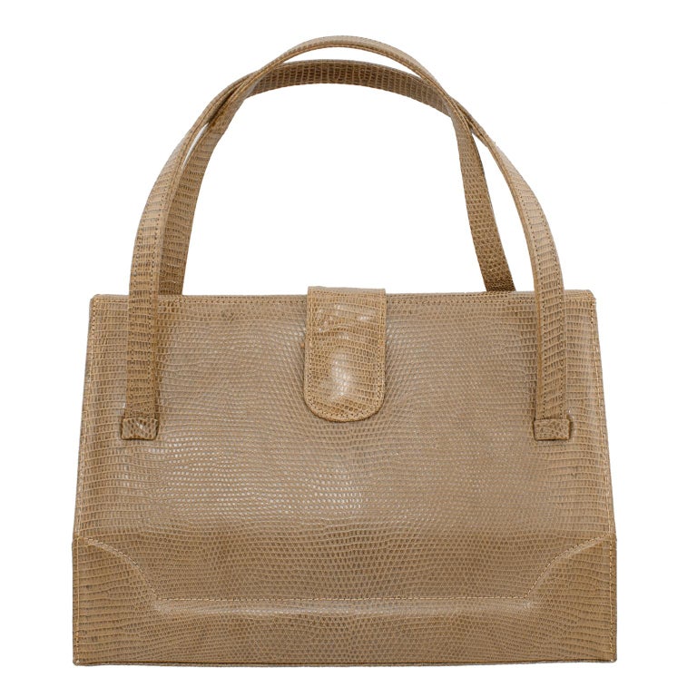 1960s Taupe Reptile Effect Handbag For Sale at 1stDibs