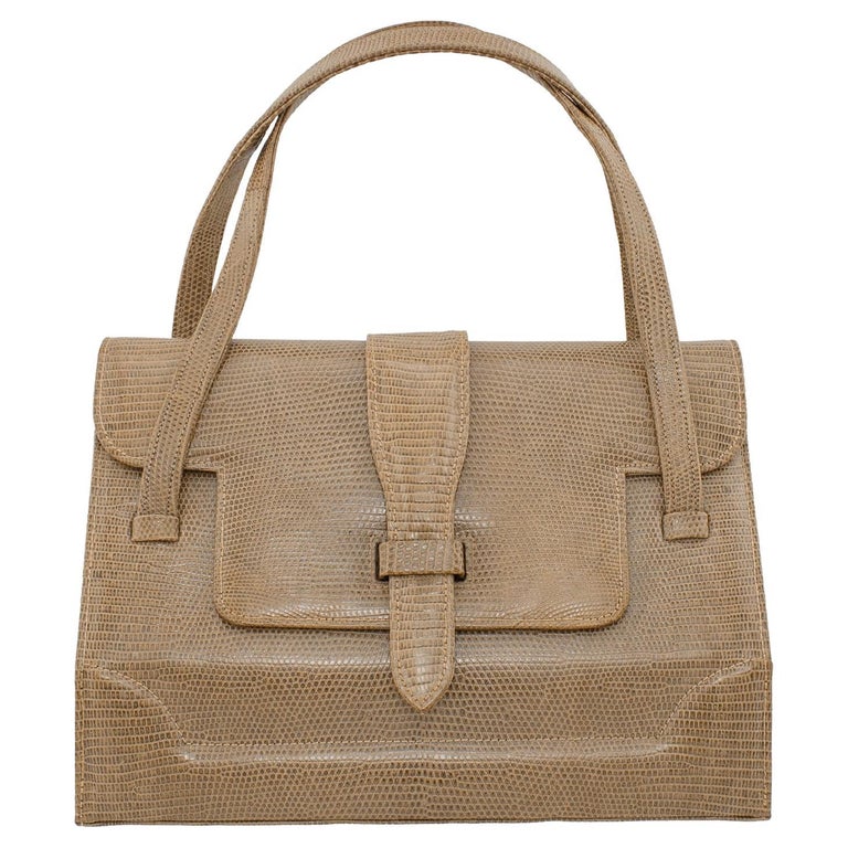 1960s Taupe Reptile Effect Handbag For Sale at 1stDibs