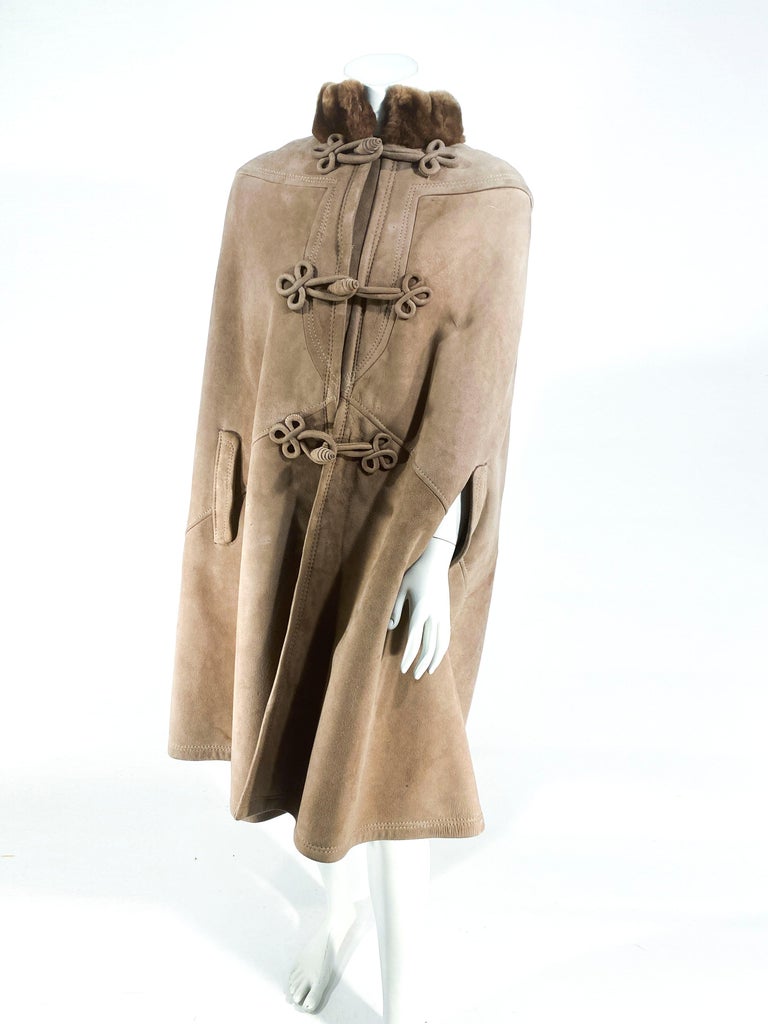 1960s Taupe Suede Cape at 1stDibs
