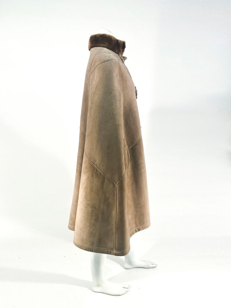 1960s Taupe Suede Cape at 1stDibs