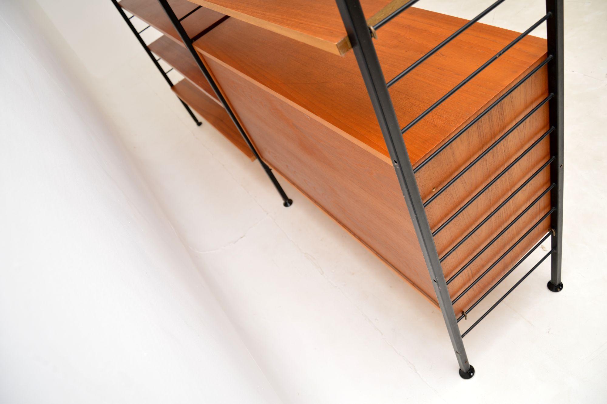 1960s Teak Vintage Ladderax Wall Unit Bookcase Cabinet at 1stDibs