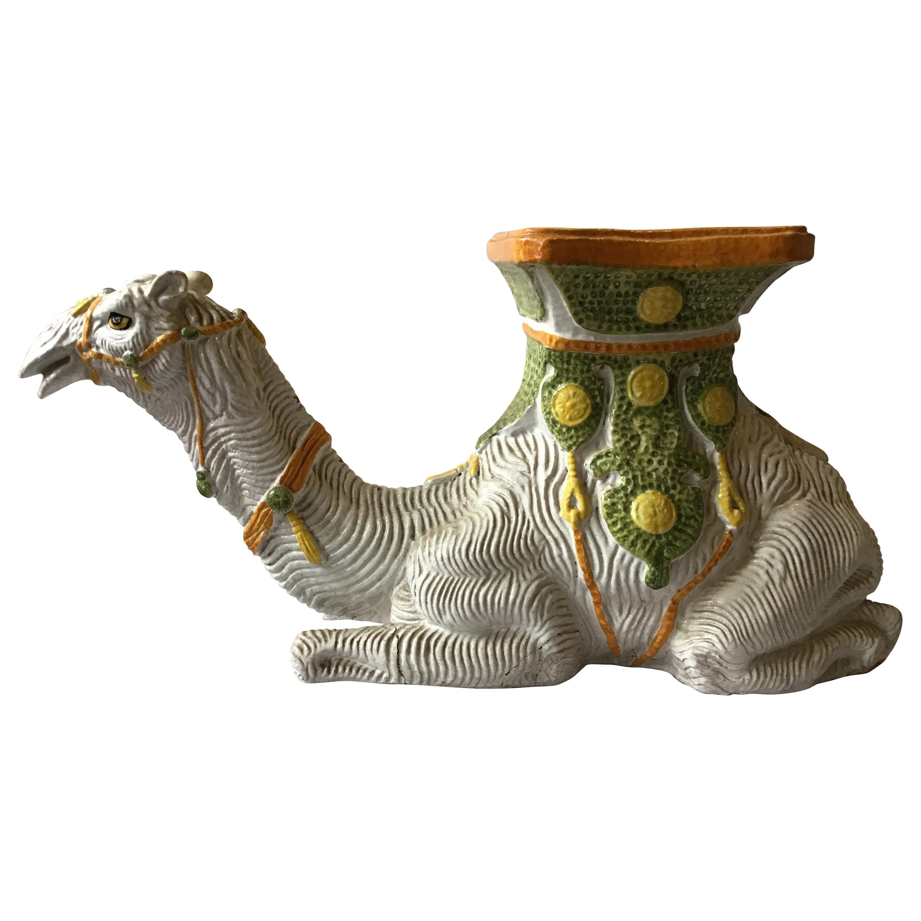 Pair Of Camel Ceramic Garden Seat Or Side Tables at 1stdibs