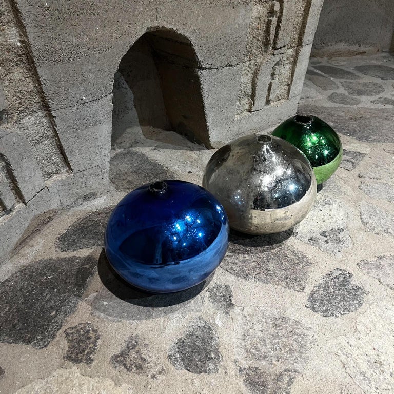 1960s Three Colorful Globes Gazing Ball Spheres Hand Blown Mercury ...