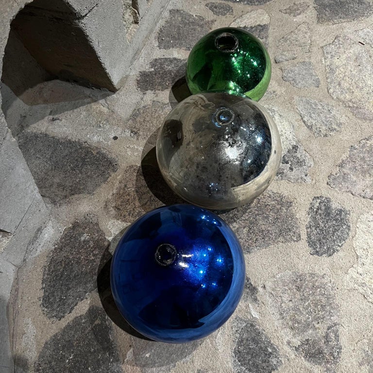 1960s Three Colorful Globes Gazing Ball Spheres Hand Blown Mercury ...
