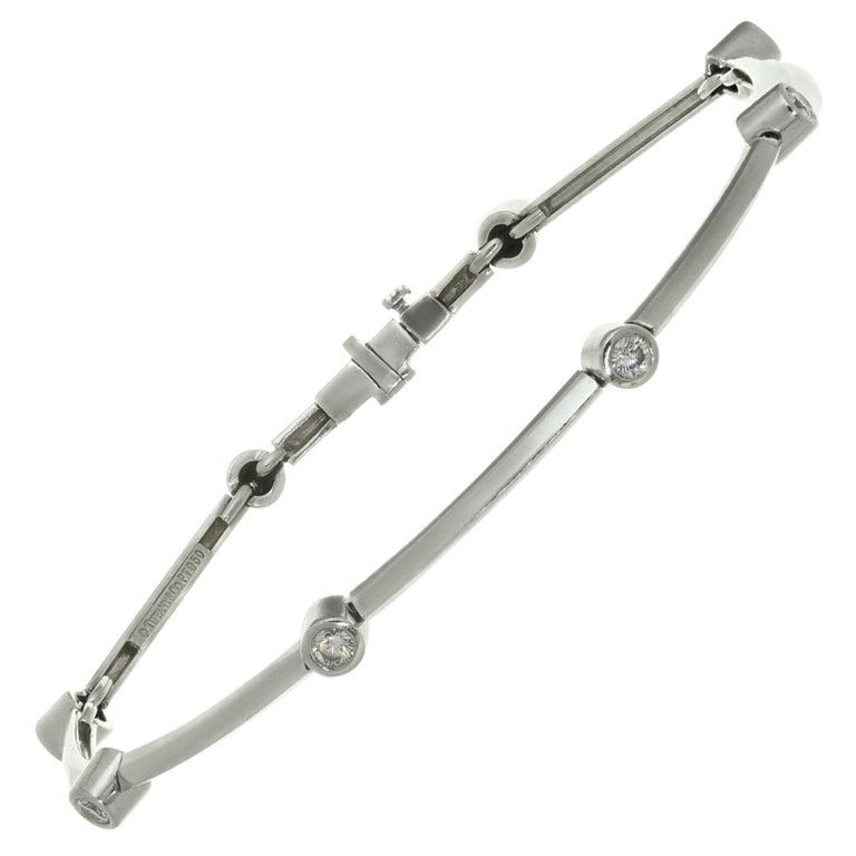 1960s Tiffany and Co. Diamond Platinum Slender Bars Bracelet For Sale ...