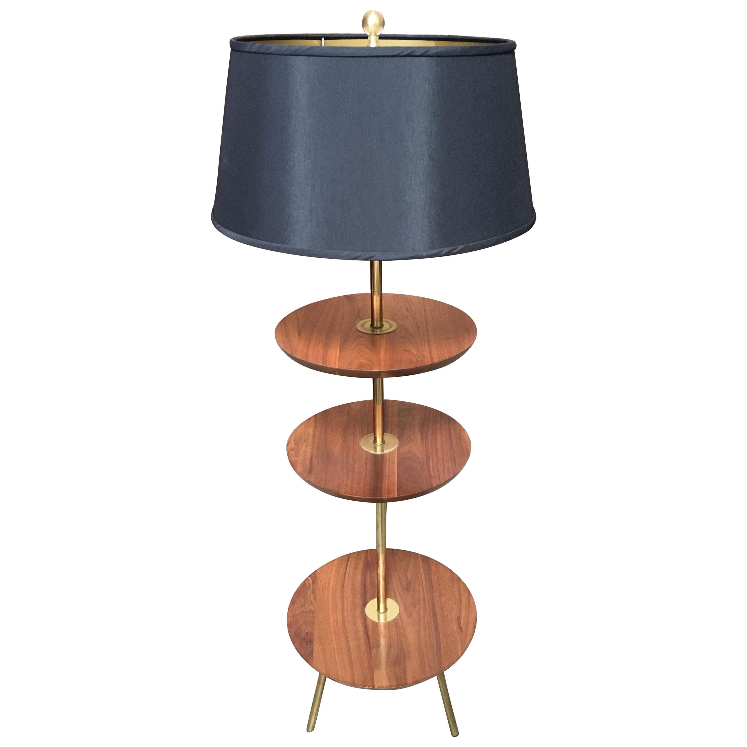 Striking Sculpted Teak Tri-Leg Floor Lamp at 1stDibs