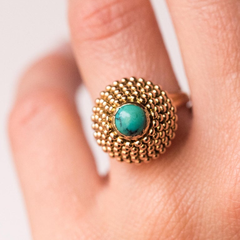 1960s Turquoise 18 Karat Rose Gold Pyramide Ring at 1stDibs