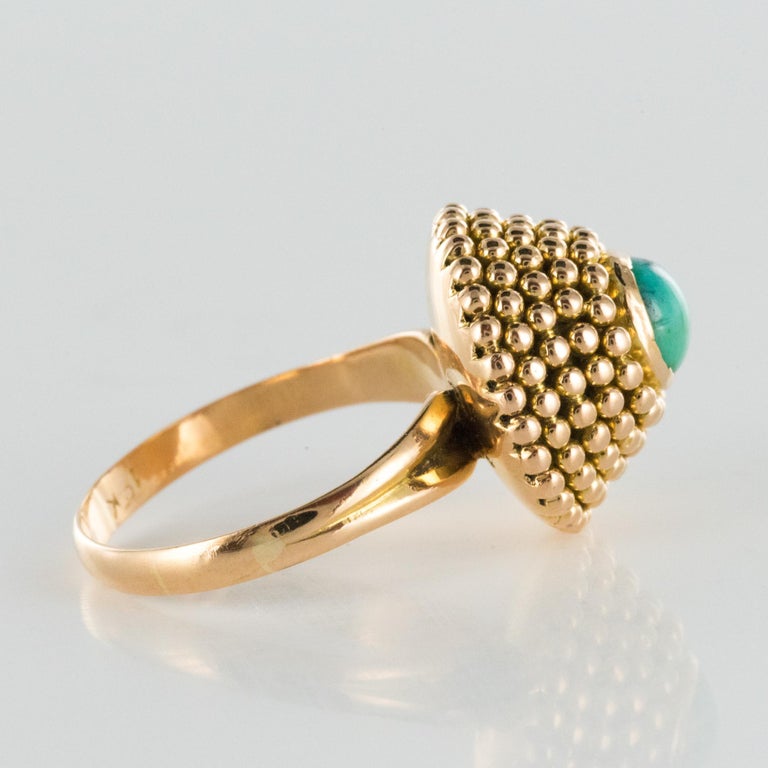 1960s Turquoise 18 Karat Rose Gold Pyramide Ring at 1stDibs