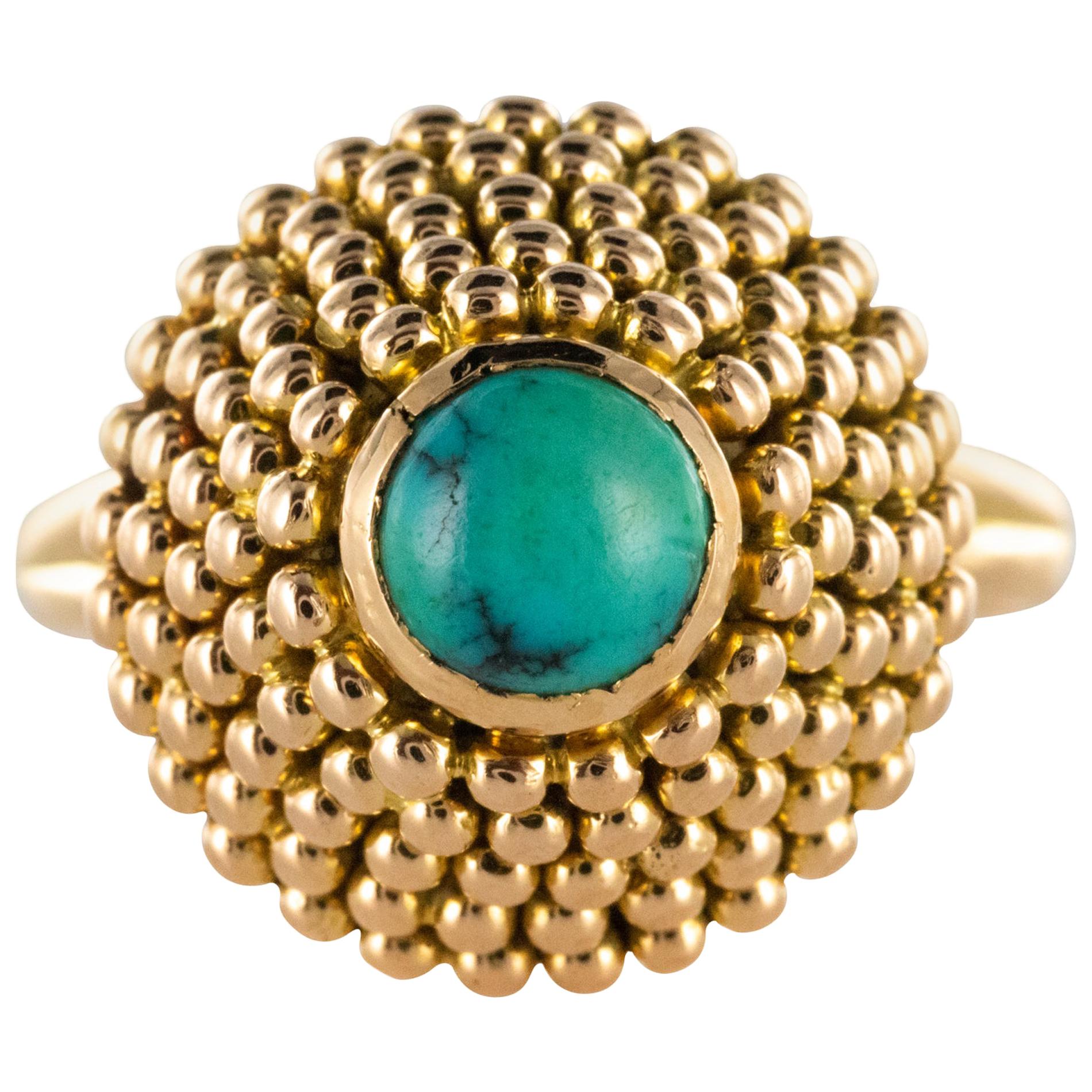 1960s Turquoise 18 Karat Rose Gold Pyramide Ring at 1stDibs