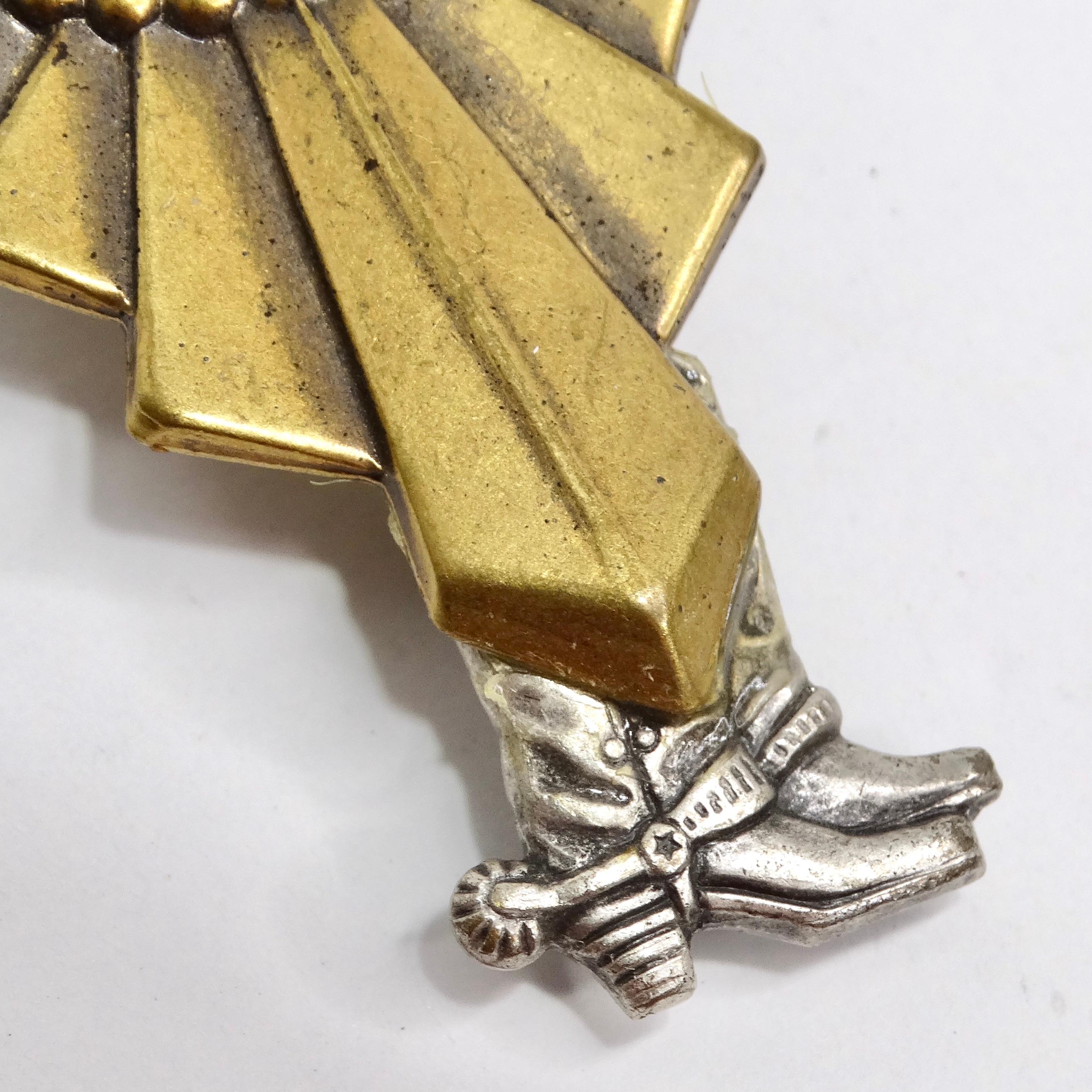 1960s Turquoise Bronze Cowboy Brooch For Sale at 1stDibs