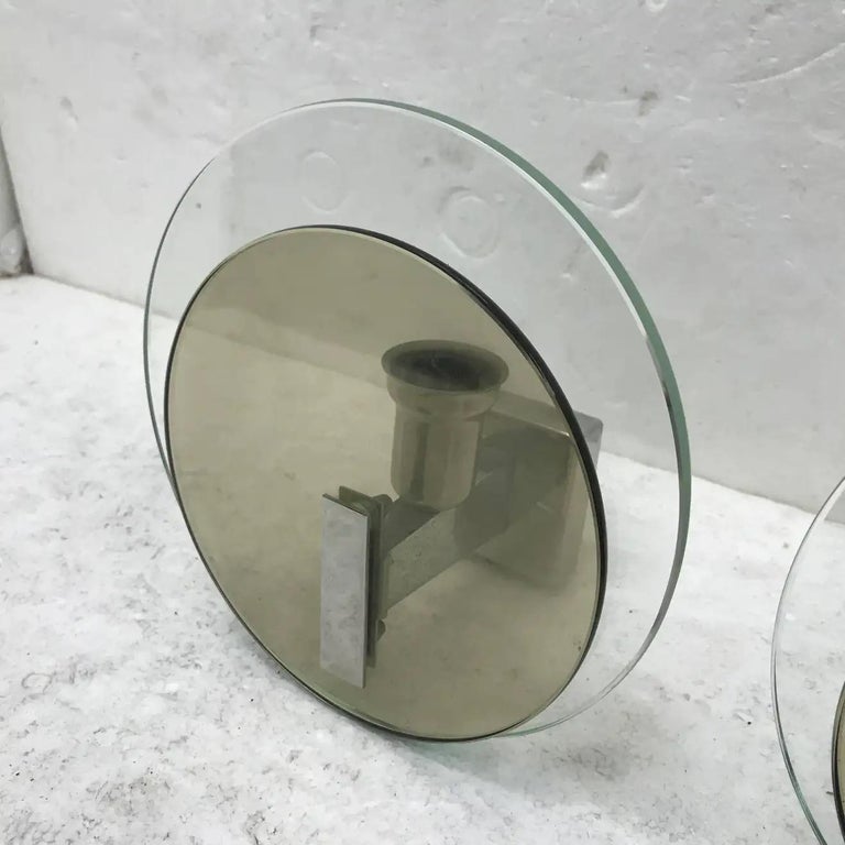 1960s Two Space Age Italian Steel and Glass Wall Sconces by Lupi ...