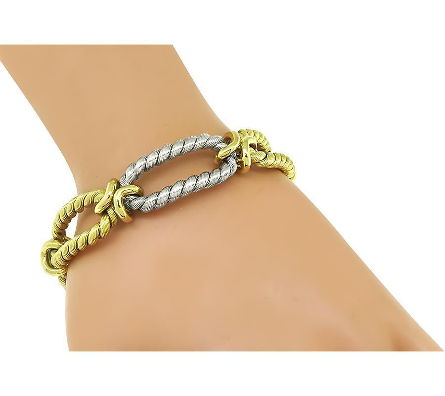 1960s Two Tone Yellow and White Gold Bracelet For Sale at 1stDibs