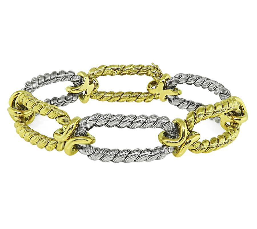 1960s Two Tone Yellow and White Gold Bracelet For Sale at 1stDibs