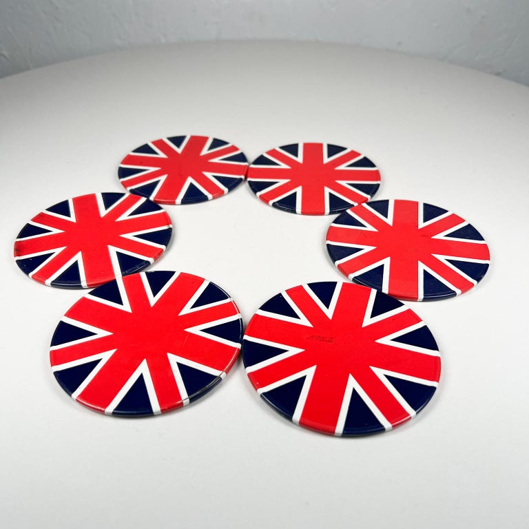 1960s UK Vintage British Bar Coasters Union Jack Set of Six For Sale at ...