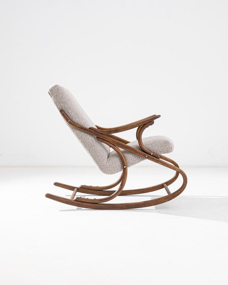1960s Upholstered Bentwood Rocking Chair by TON For Sale at 1stDibs