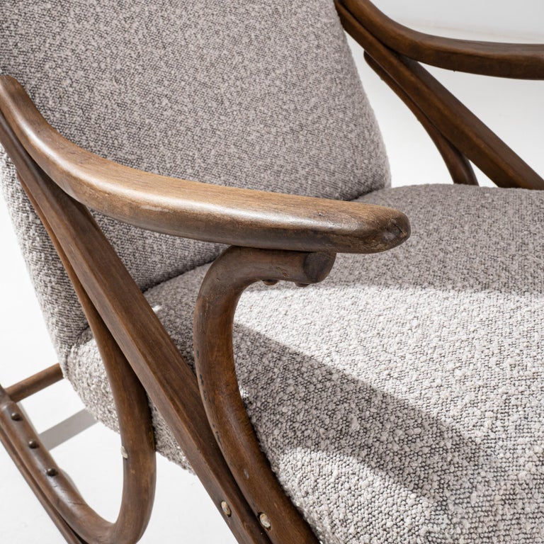 1960s Upholstered Bentwood Rocking Chair by TON For Sale at 1stDibs
