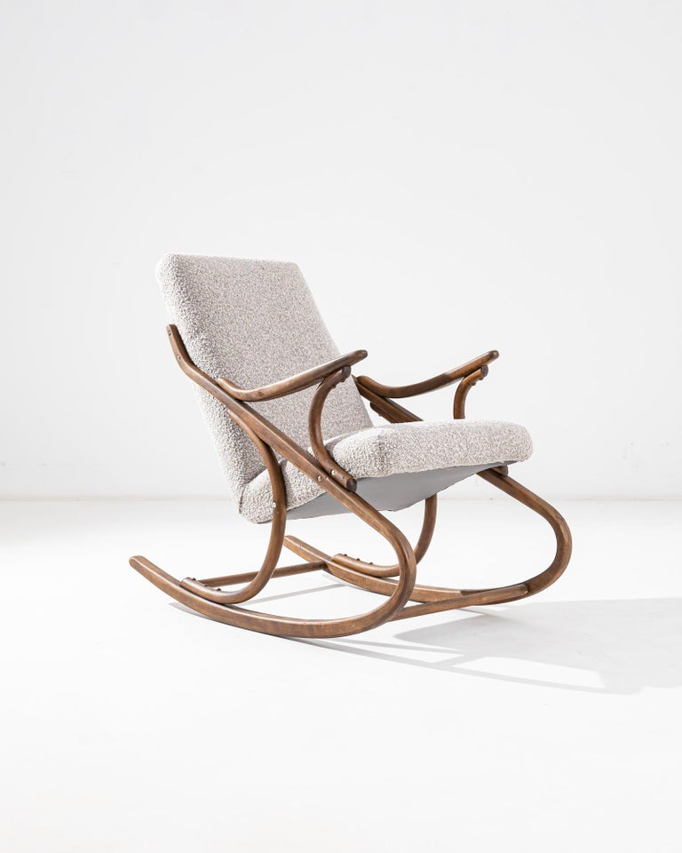 1960s Upholstered Bentwood Rocking Chair by TON For Sale at 1stDibs