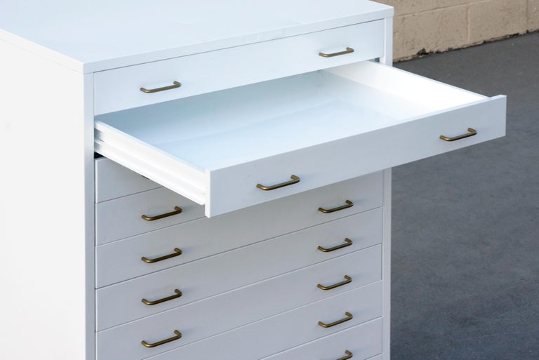1960s Vertical Flat File Cabinet Refinished in Gloss White at 1stDibs