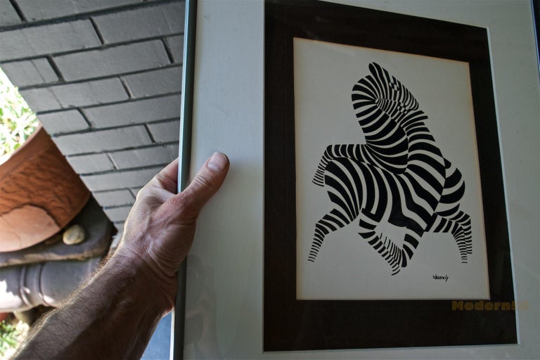 1960s Mid-Century Victor Vasarely Zebra Stripes Black White Op Art ...