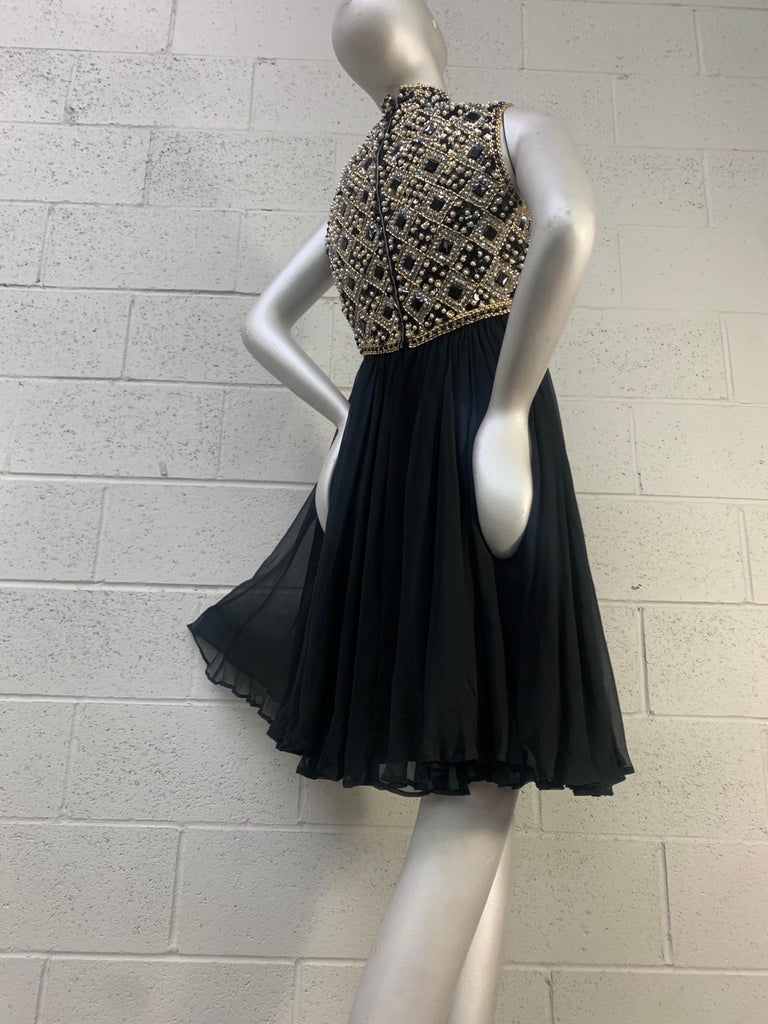 1960s Victoria Royale Ltd. Beaded Sequined Empire Mod Cocktail Dress in ...