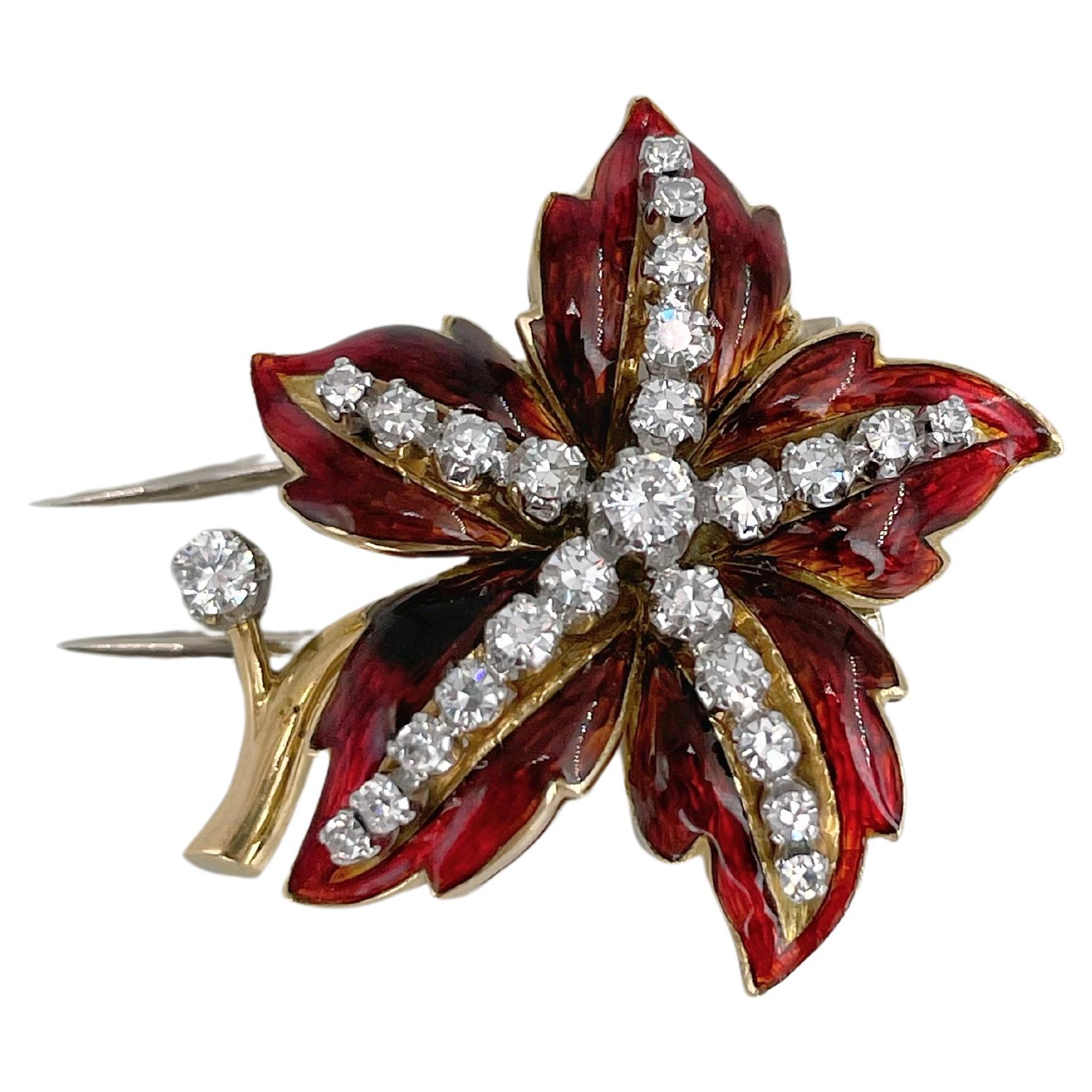 1960s Diamond and Enamel Bird Brooch Lapel Pin 18 Karat Gold For Sale ...