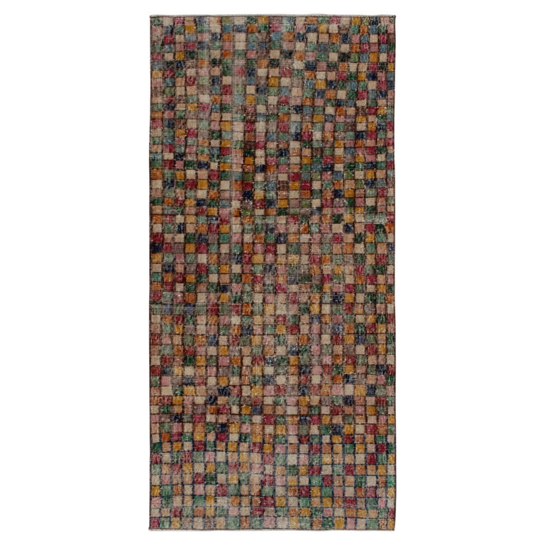 1960s Vintage Art Deco Runner in Multicolor Geometric Pattern by Rug ...