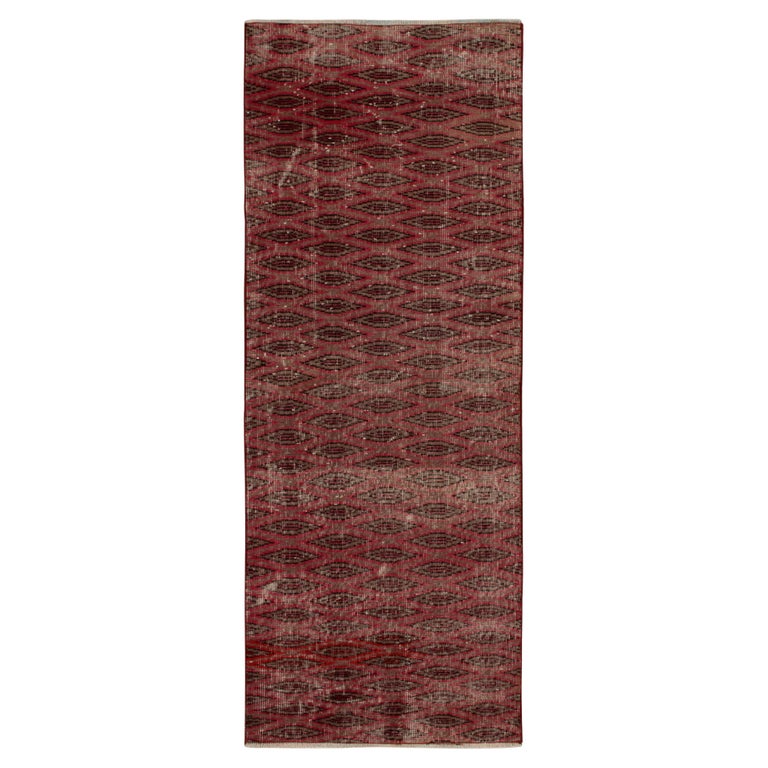 1960s Vintage Art Deco Runner in Red and Brown Geometric Pattern, by ...