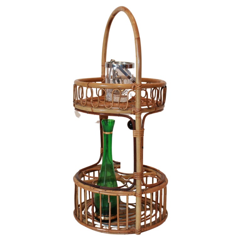 Chariot de cocktail d'appoint vintage en bambou pour boissons, années ...