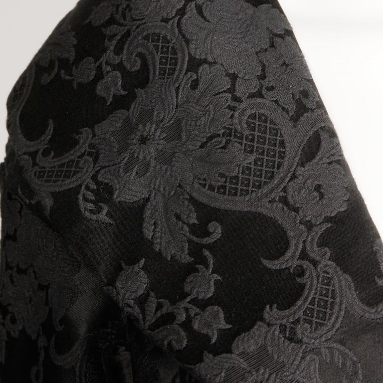 1960s Vintage Black Damask Evening Opera/ Dress Coat or Duster with 3/4 ...
