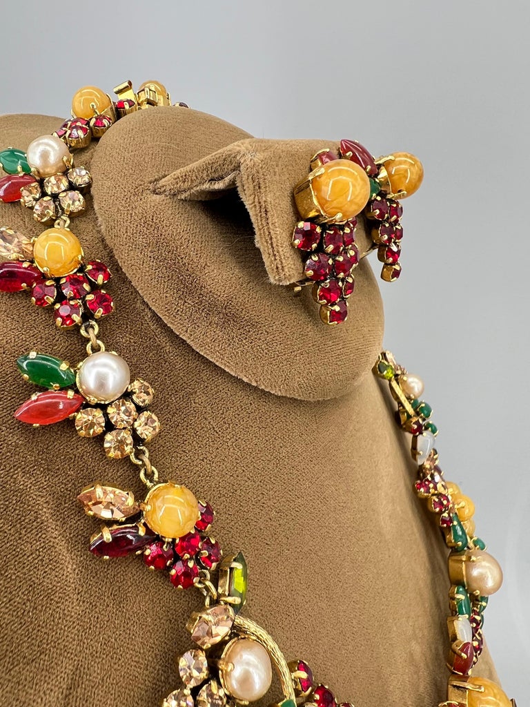 1960s Vintage Christian Dior Bejeweled Set Necklace Earring Bijoux ...