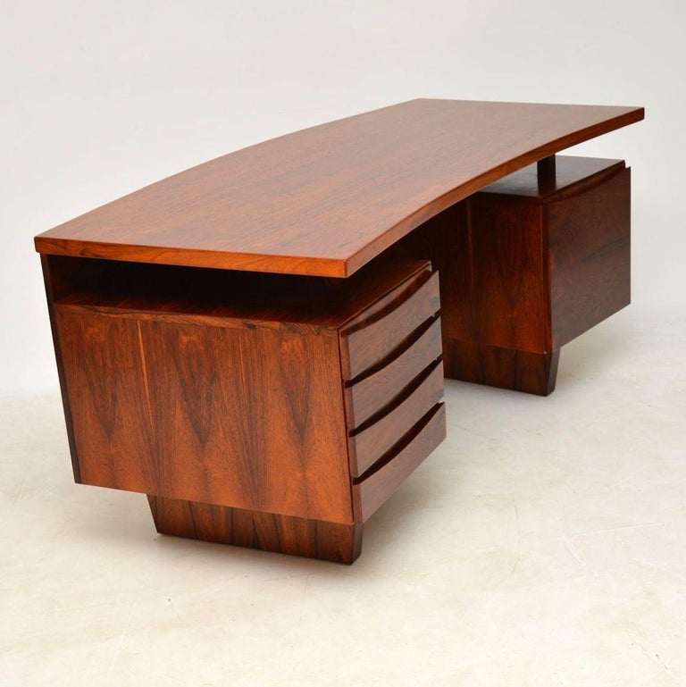 1960s Vintage Danish Concave Shape Desk at 1stDibs