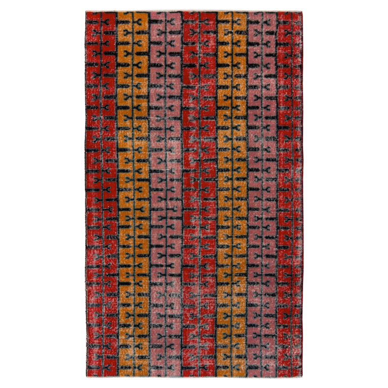 Vintage 1960er Jahre Vintage Distressed Mid-Century Modern Teppich Rosa ...