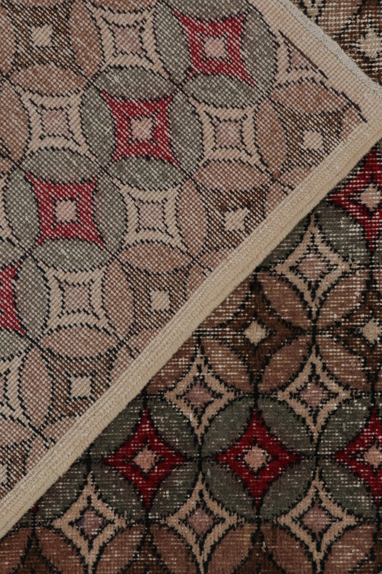 1960s Vintage Distressed Rug in Beige-Brown, Deco Patterns by Rug and ...