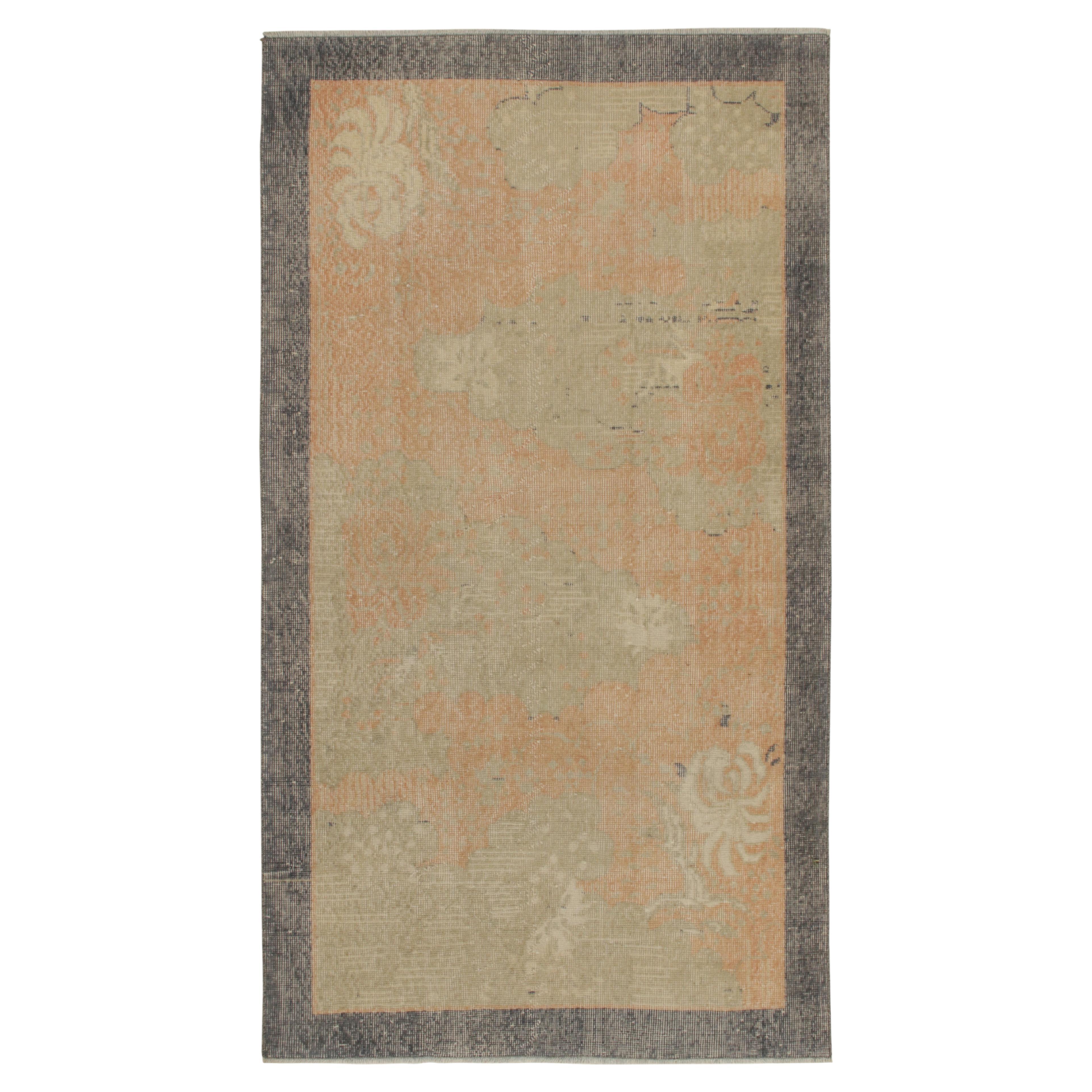 1960s Vintage style Rug in Orange Brown Blue and Abstract Pattern by ...