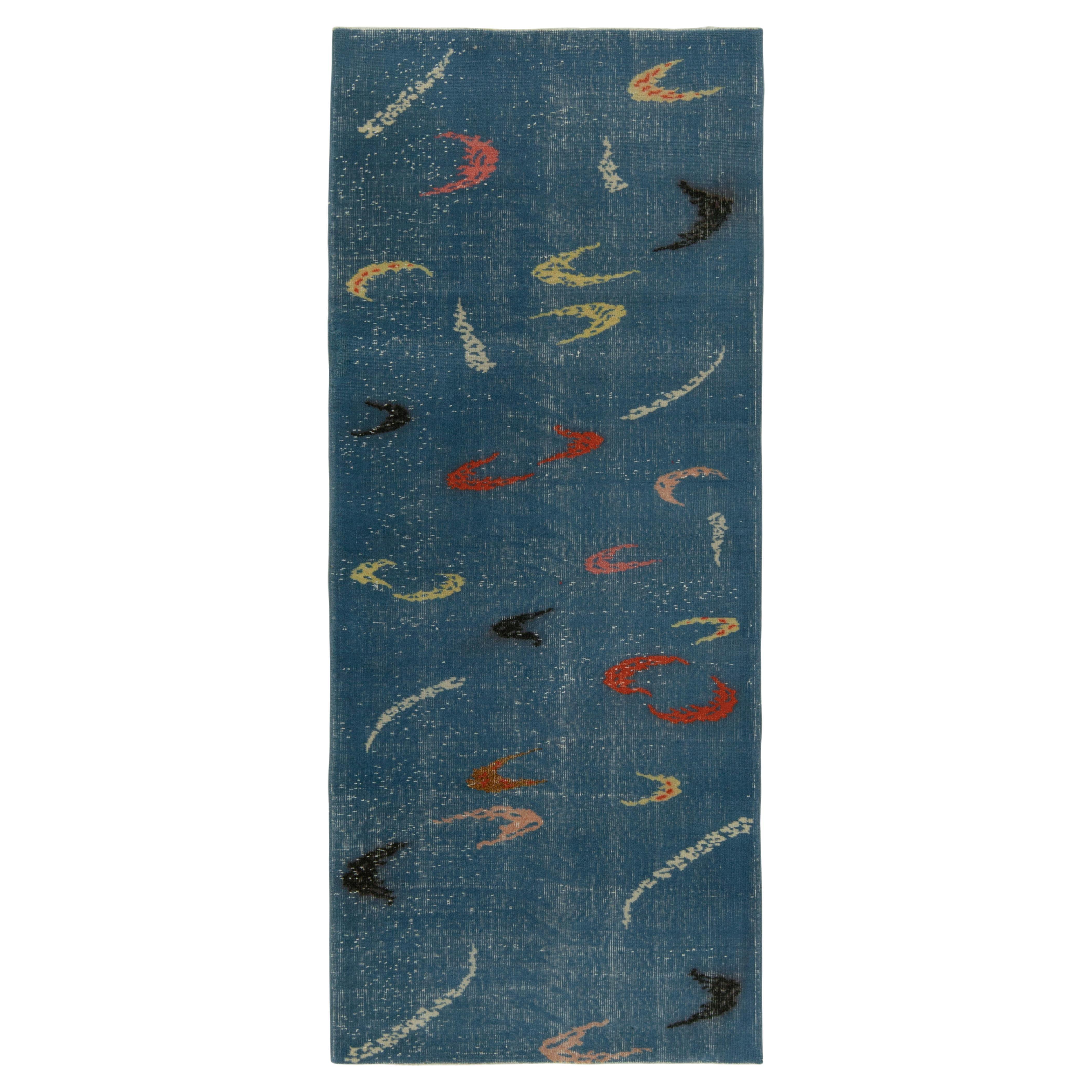 1960s Vintage Distressed Art Deco in Multicolour Geometric Pattern by ...