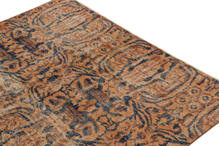 1960s Vintage style Rug in Orange Brown Blue and Abstract Pattern by ...