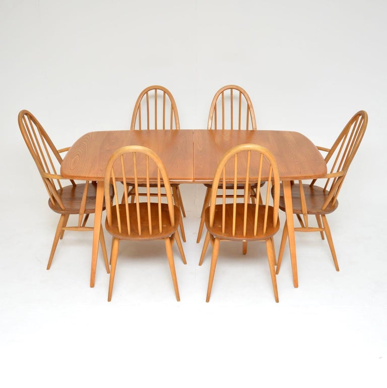 1960's Vintage Ercol Grand Windsor Table and 6 Quaker Chairs at 1stDibs