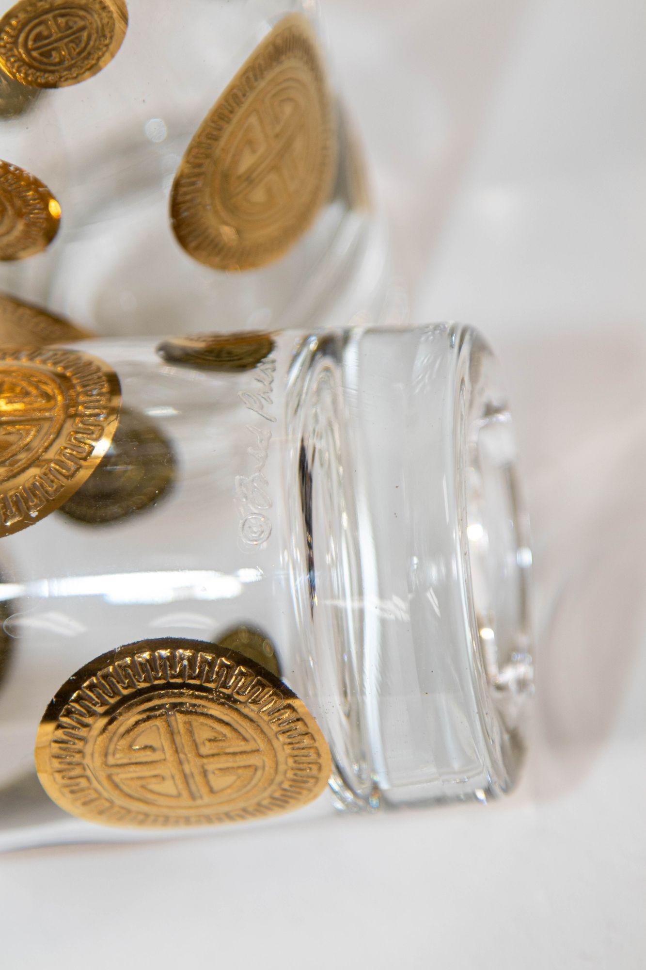 1960s Vintage Fred Press Gold Drinking Glasses Set of 6 Hollywood ...