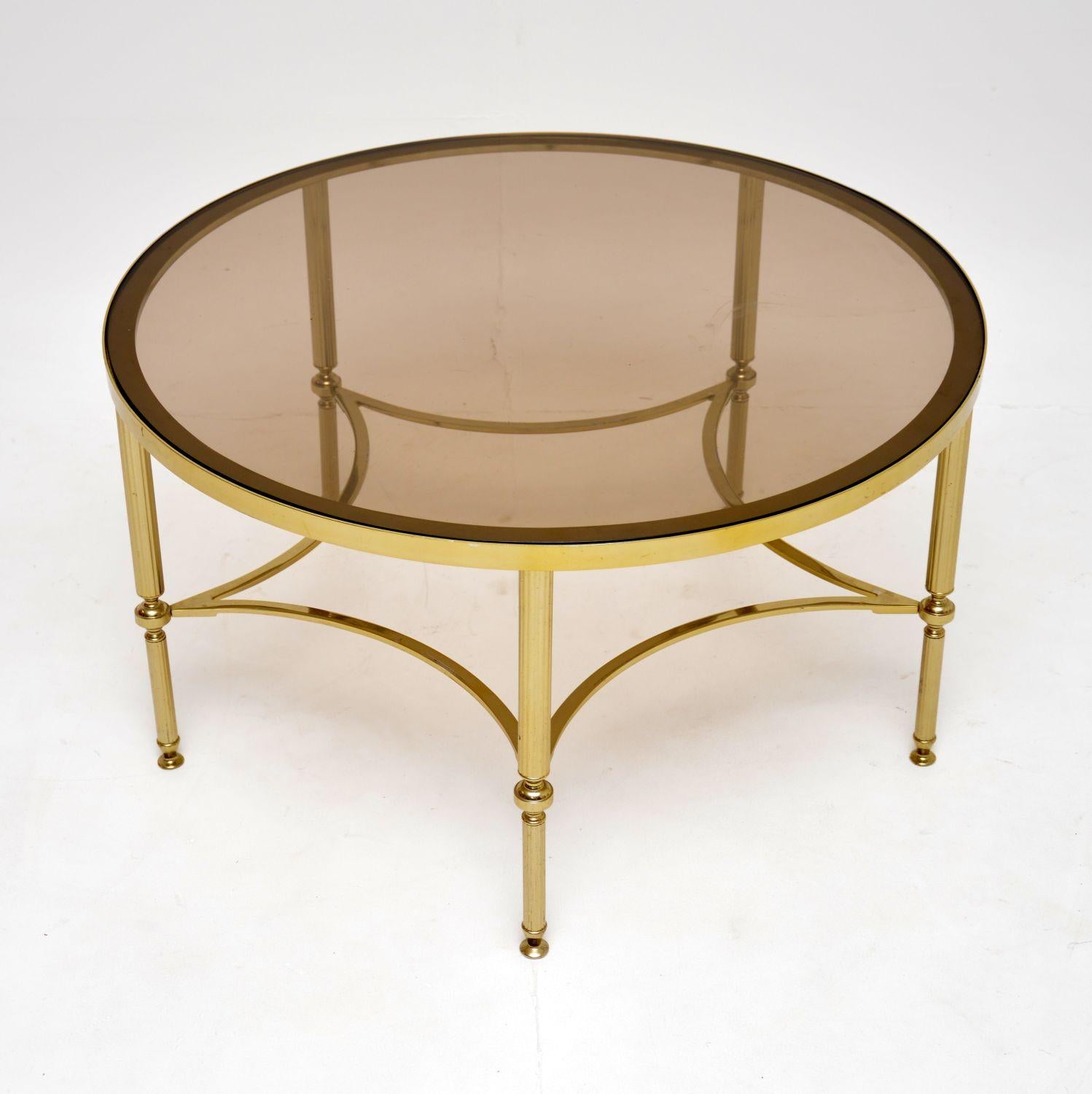 1960's Vintage French Brass and Glass Coffee Table For Sale at 1stDibs