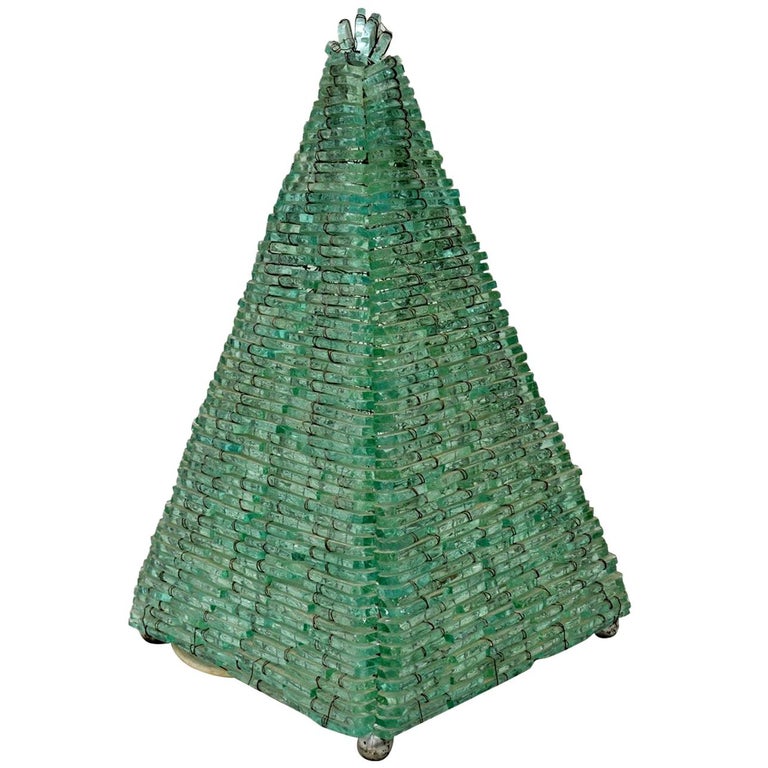 1960s Vintage French Glass Pyramid Table Lamp at 1stDibs